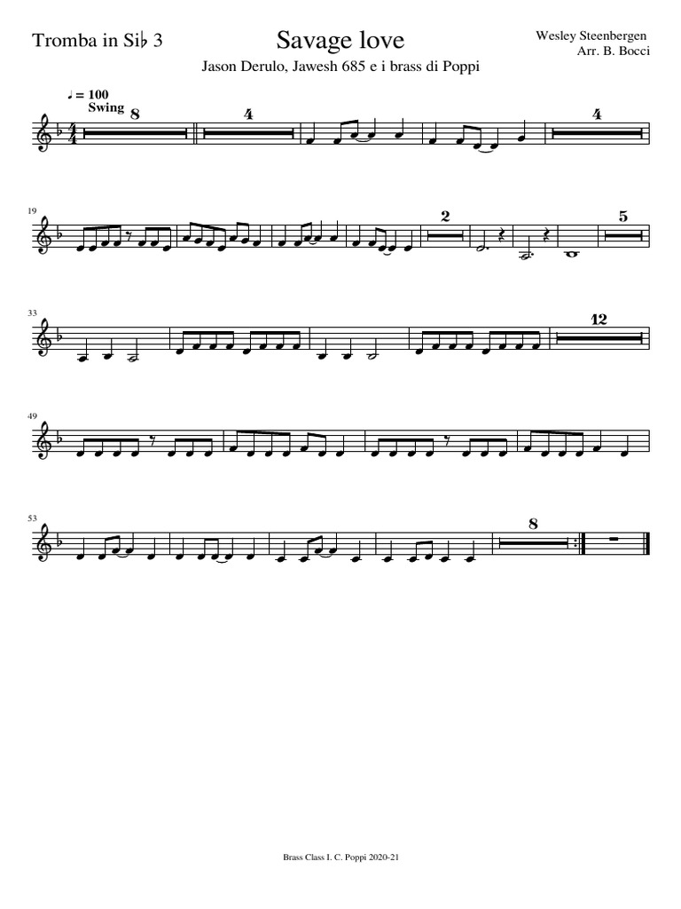 Savage - Love - Brass e Pf-Tromba - in - Sib - 3 | PDF