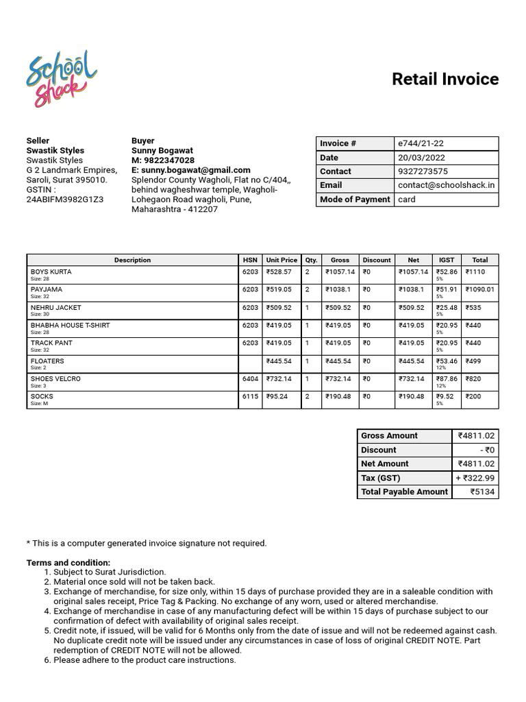 Uniform-2022 | PDF | Receipt | Invoice