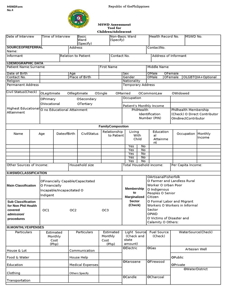 MSWD Assessment Tool For Children and Adolescent | PDF | Attention ...