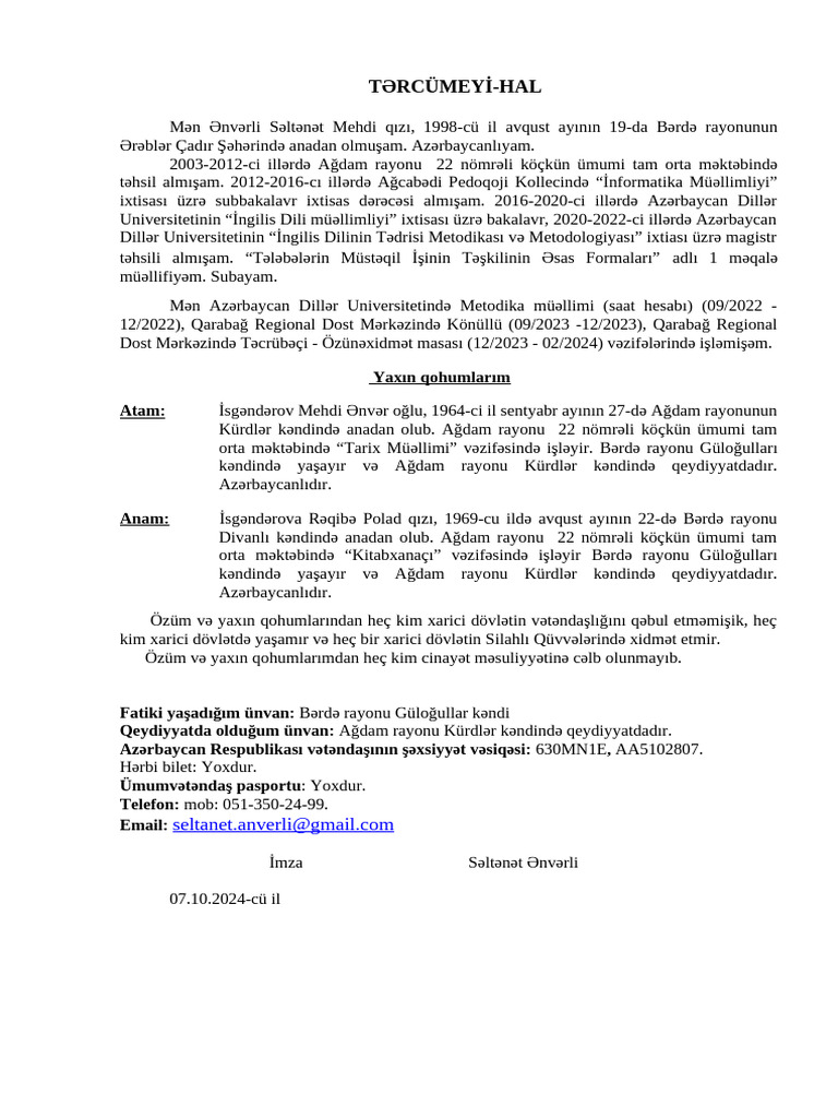 TƏRCÜMEYİ Hal | PDF