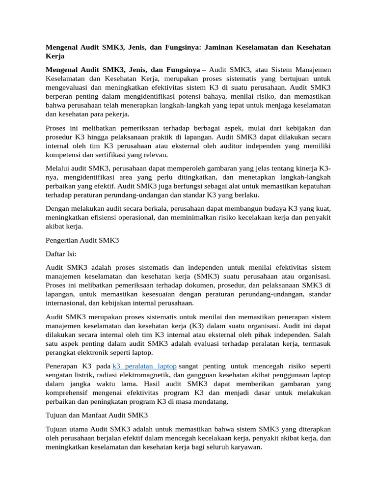 Mengenal Audit SMK3 | PDF