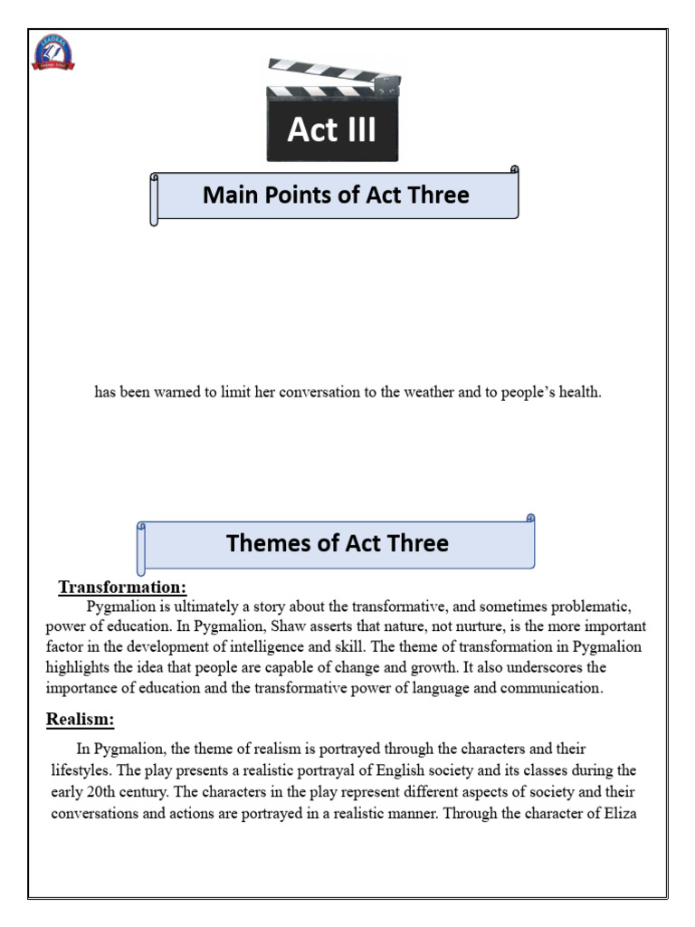 Pygmalion Act 3: Themes & Analysis | PDF | Pygmalion (Play)