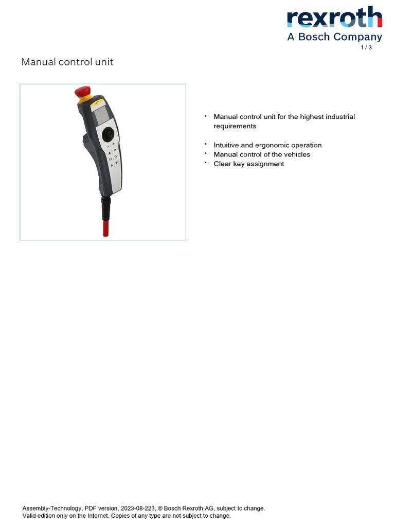 Joystick Handheld Controller Rexroth PN 3842560106 | PDF | Computer ...