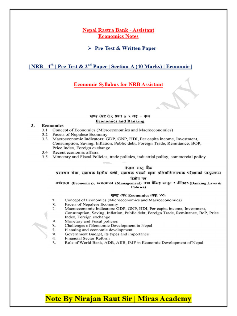 NRB 4th Level Economics Complete Notes | PDF | Macroeconomics ...