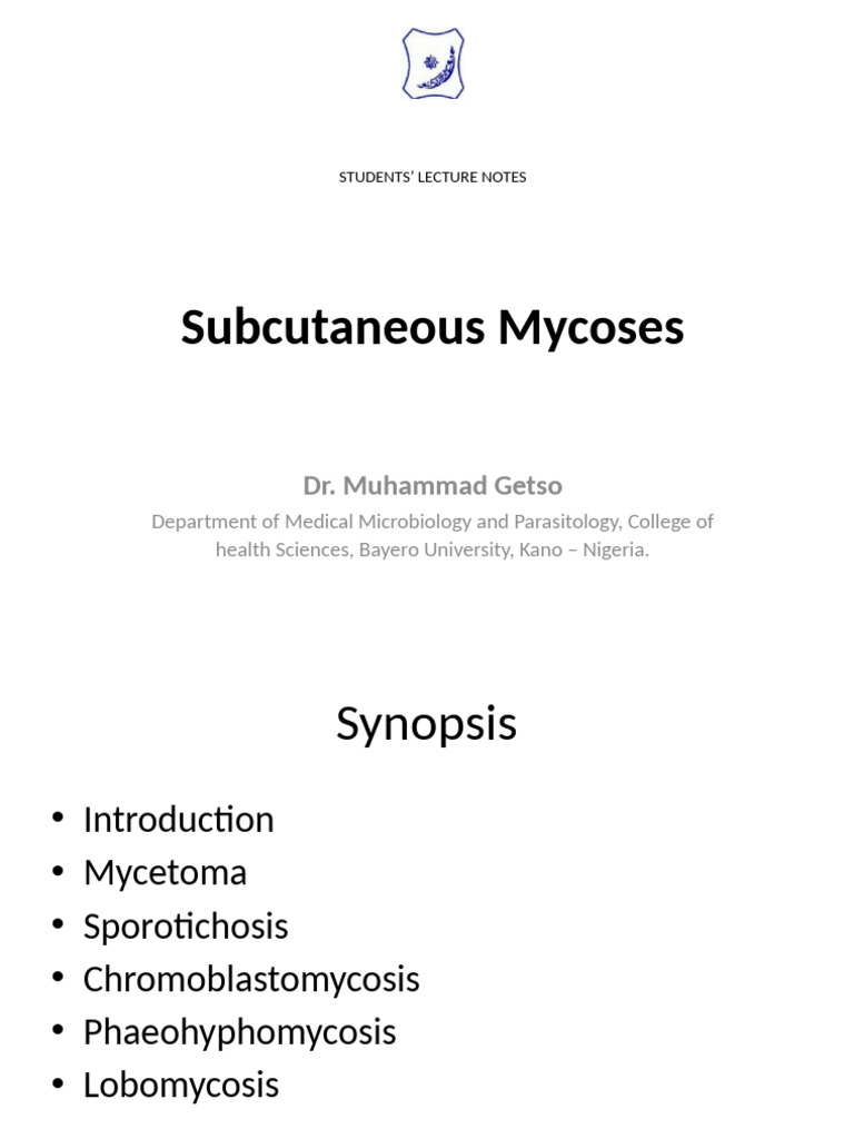Subcutaneous Mycoses | PDF | Medical Specialties | Diseases And Disorders