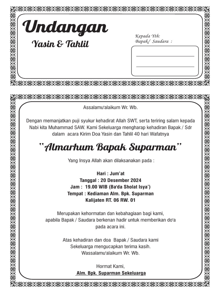 Undangan Pendak 2 Tahun | PDF