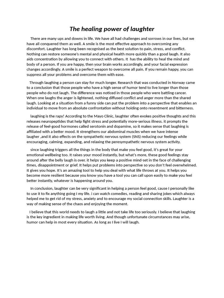 The Healing Power of Laughter | PDF | Laughter | Humour