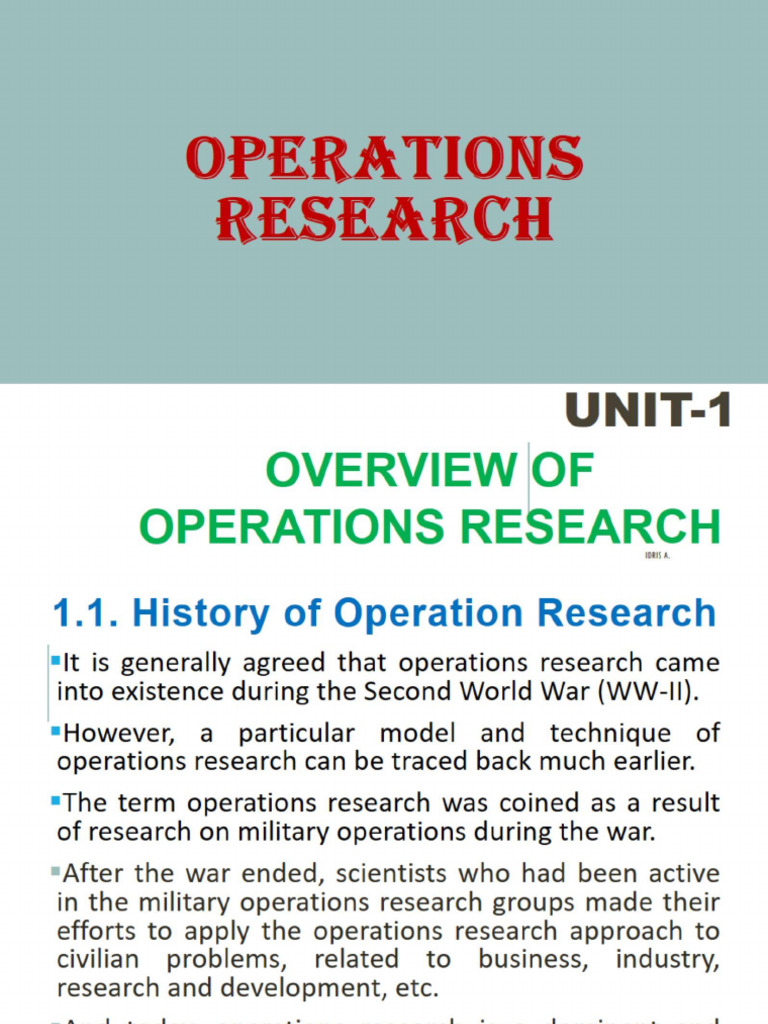 Chapter 1 OR | PDF