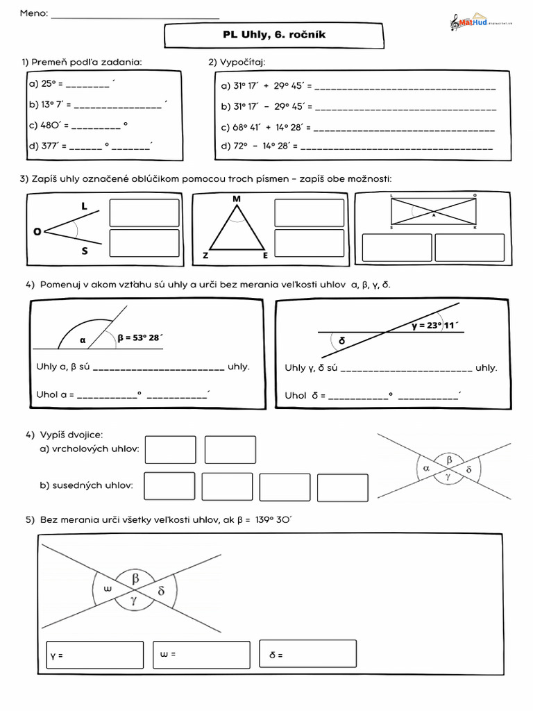 Uhly - Opakovanie | PDF