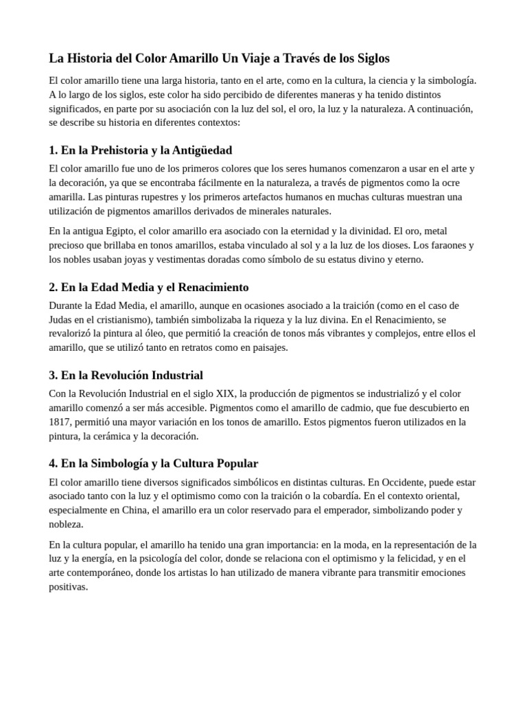 Historia y Significado del Color Amarillo | PDF | Color | Amarillo