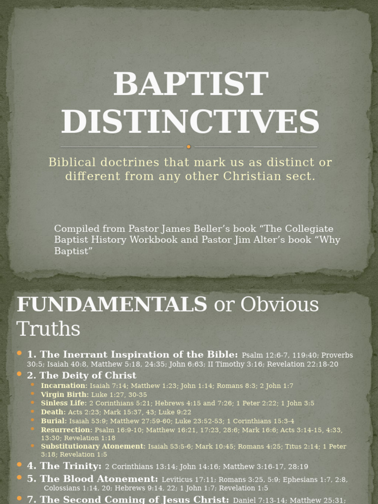 Baptist Distinctives - Pastor James Beller | PDF | Eucharist | Baptism