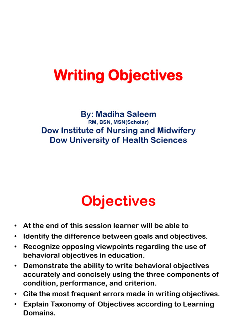 Unit#07 Writing Objectives | PDF | Learning | Affect (Psychology)