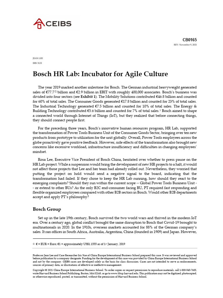Bosch HR Lab Incubator For Agile Culture | PDF | Human Resource ...