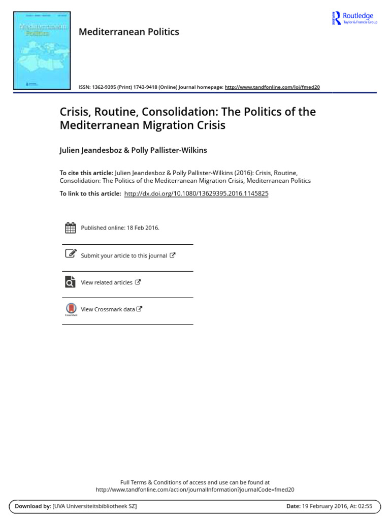 Mediterranean Migration Crisis Politics | PDF | European Union | Human ...