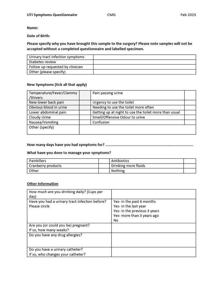 Urinary-Symptom-Questionnaire | PDF