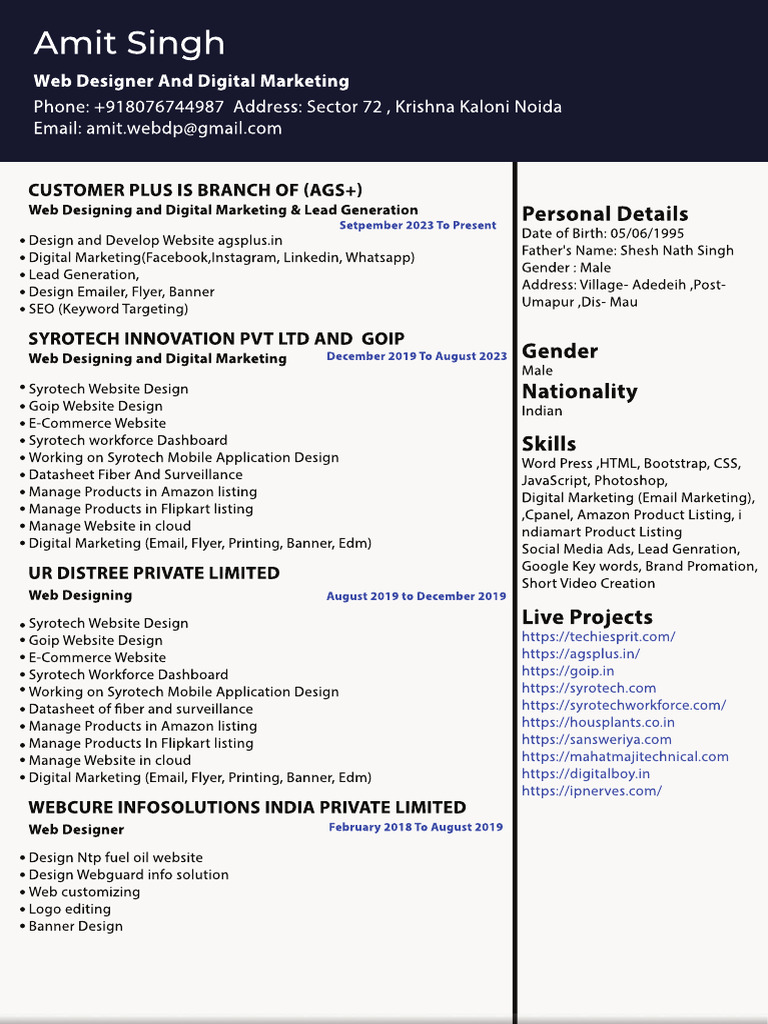 Resume Amit Singh | PDF
