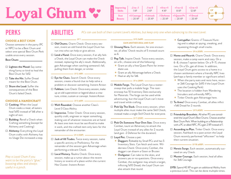 Land of Eem Fillable Loyal Chum Reference | PDF | Video Game Design | Tabletop Games