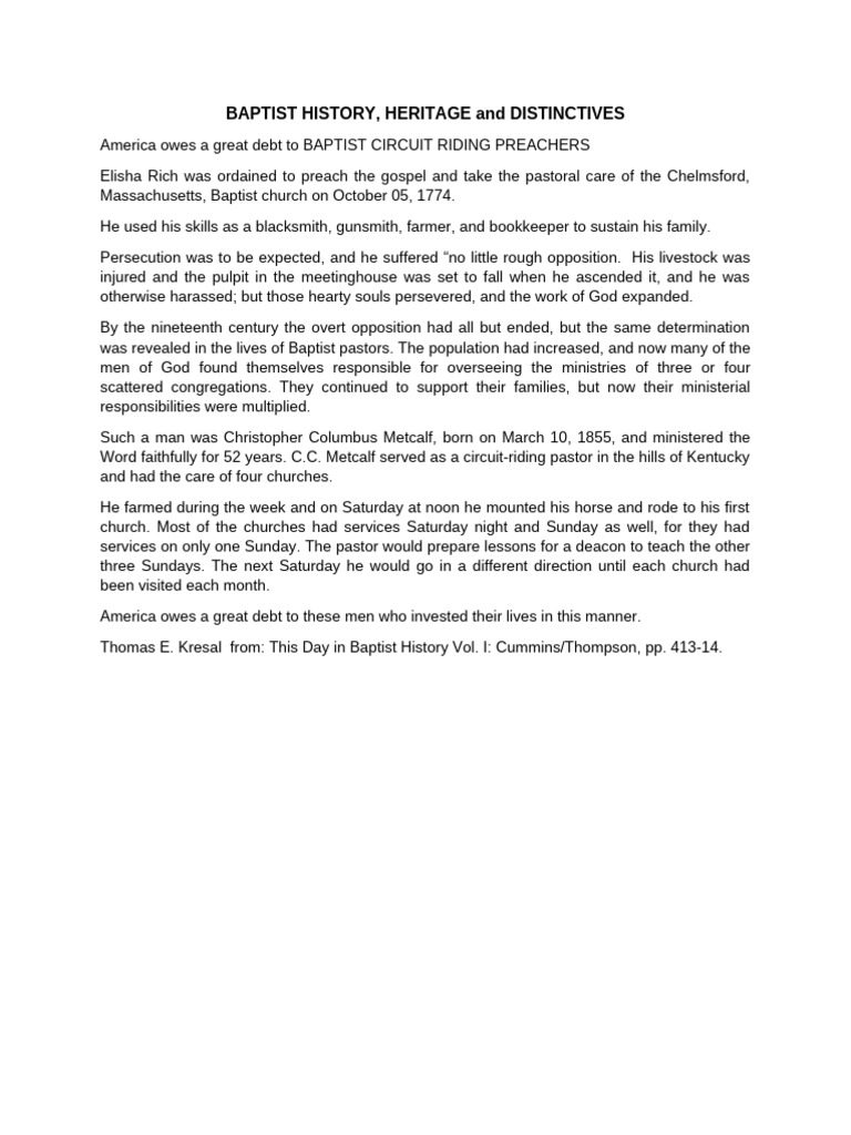 Baptist Circuit Riders' Legacy | PDF