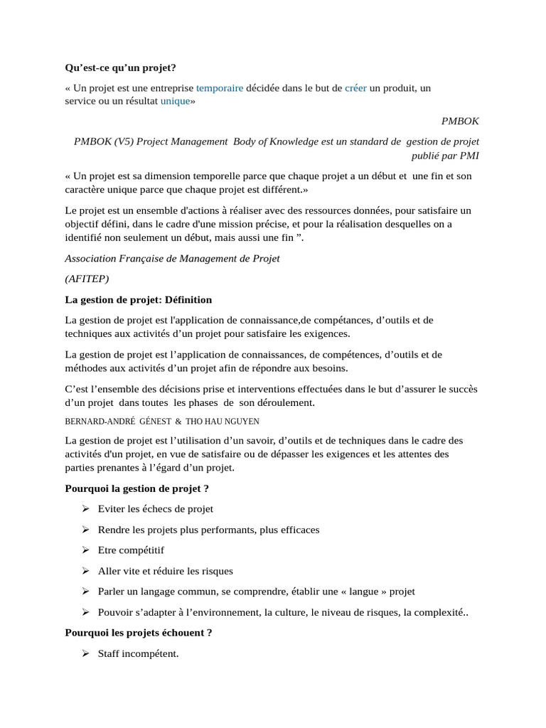 Introduction à la gestion de projet | PDF | Gestion de projet | Business