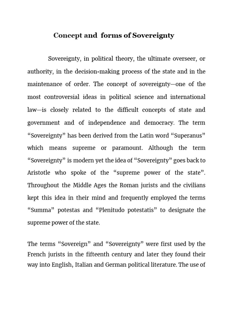 Concept and Forms of Sovereignty | PDF | Sovereignty | Monarch
