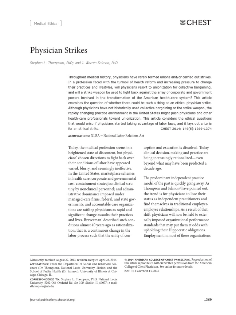 Physician Strikes | PDF | Strike Action | Employment