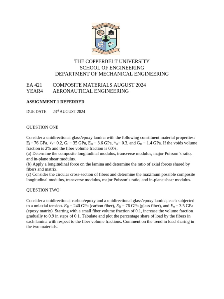 August 2024-Assignment 1 and Assignment2 Deferred-1 | PDF | Composite ...
