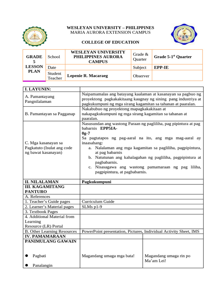 Epp Grade 5 Lep | PDF