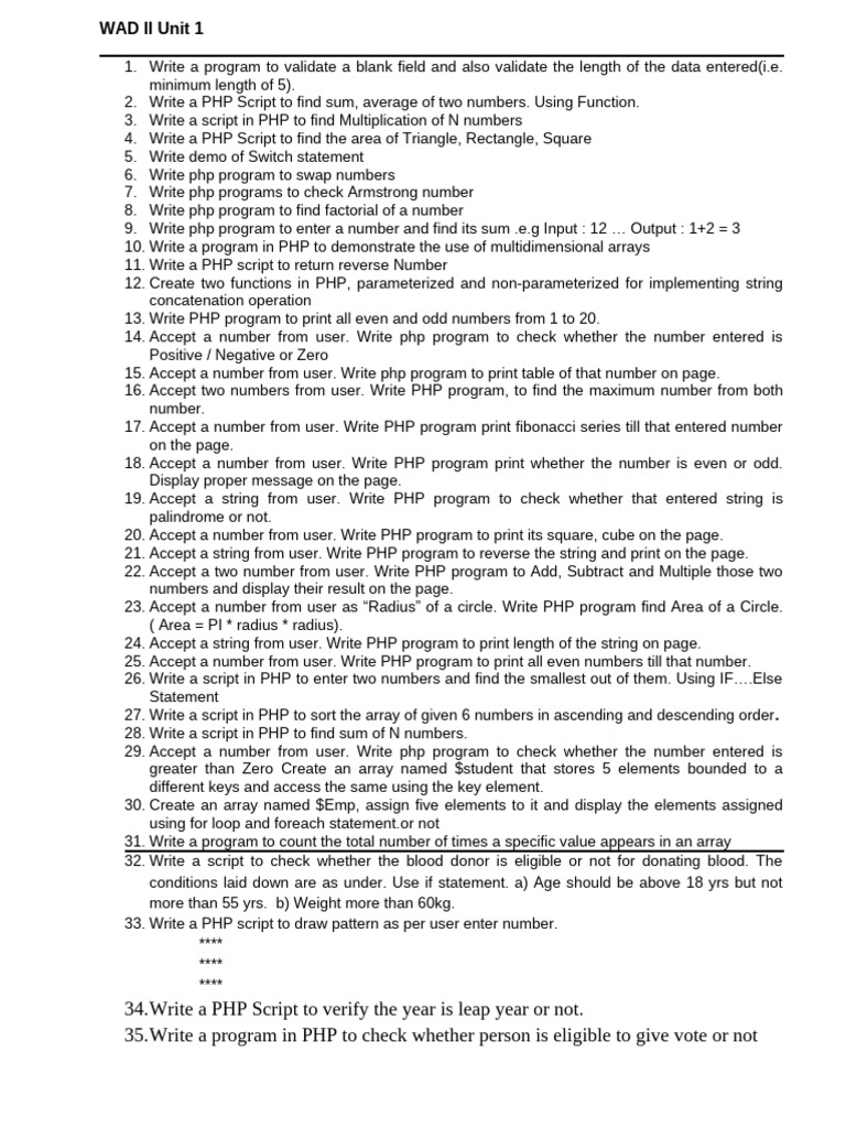 WAD II Unit 1 - ProgramList | PDF | Php | String (Computer Science)