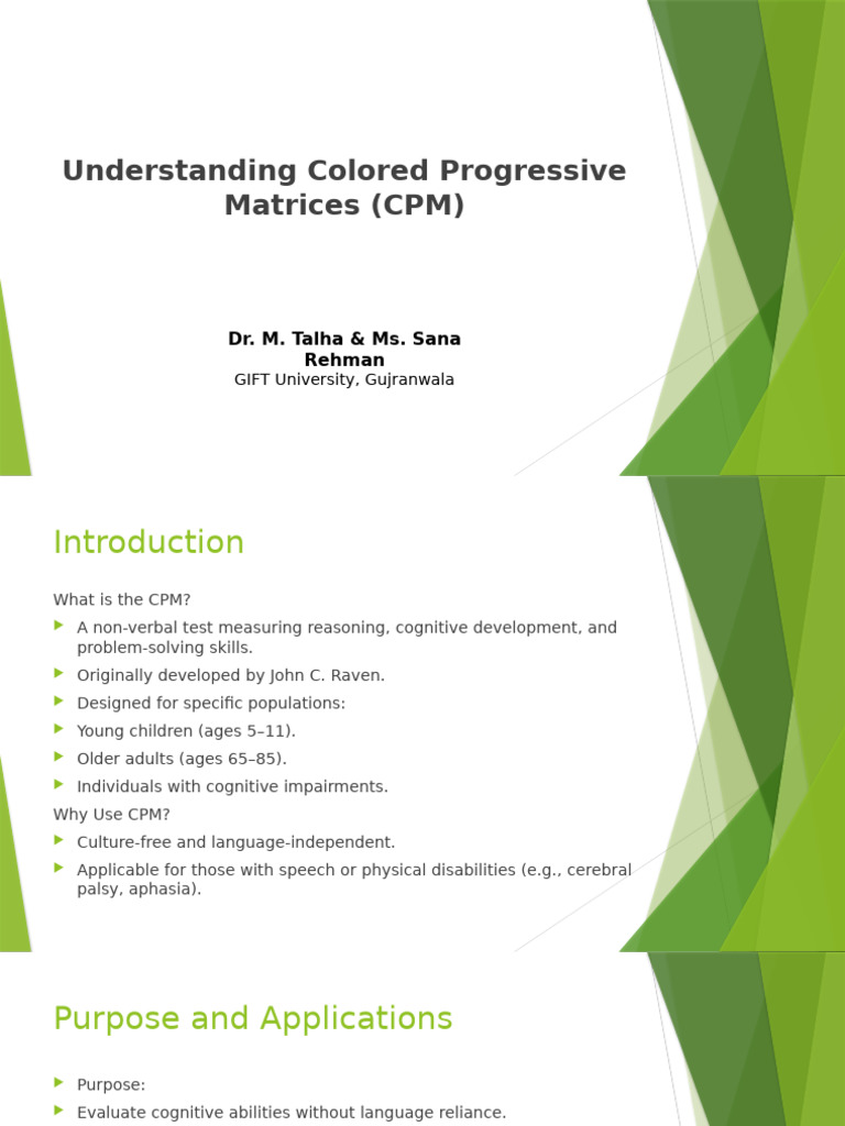 Colored Progressive Matrices (CPM) | PDF | Dementia | Cognition