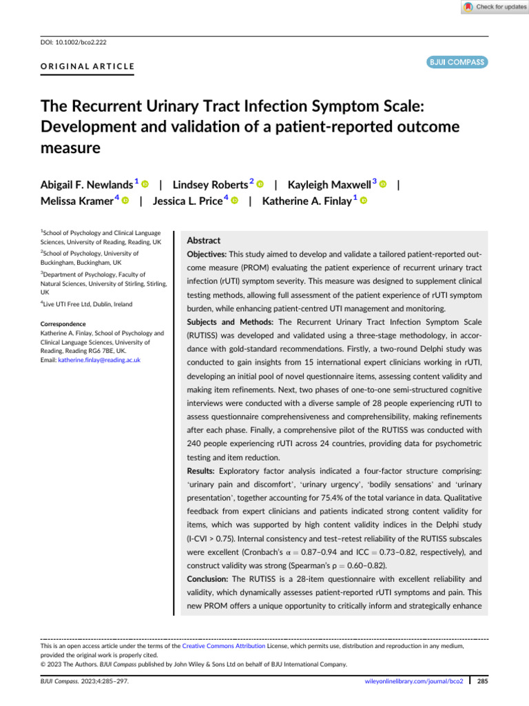 BJUI Compass - 2023 - Newlands - The Recurrent Urinary Tract Infection ...