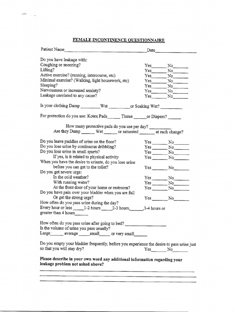 Female New Patient Questionnaire | PDF