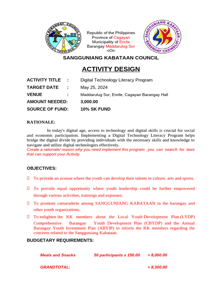 Activity Design Sample Gabriel Allones Vlog | PDF