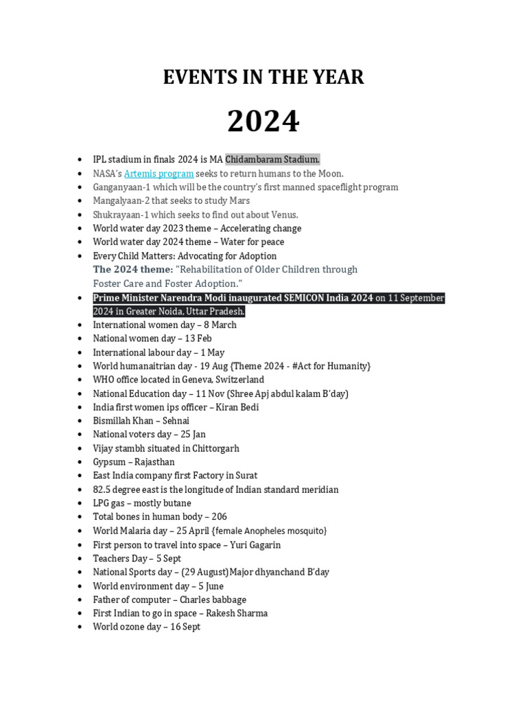 Key Events and Themes of 2024 | PDF