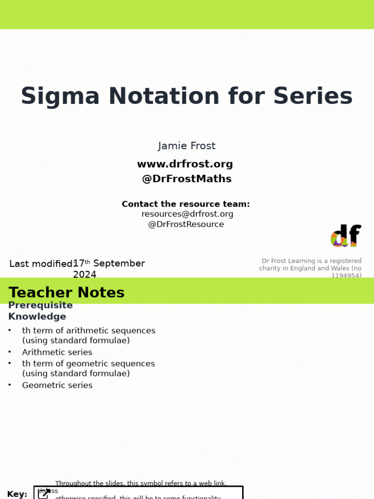 Sigma Notation for Series Explained | PDF | Summation | Arithmetic