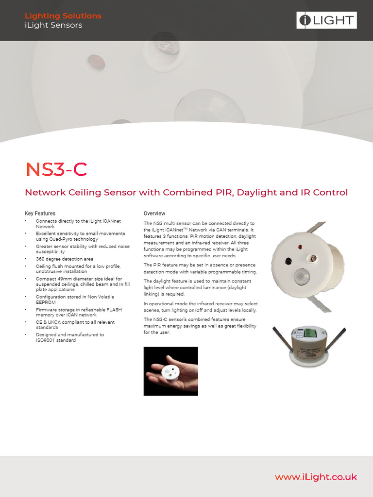 Ilight NS3 C Datasheet Rev8 1022 | PDF | Lighting | Infrared