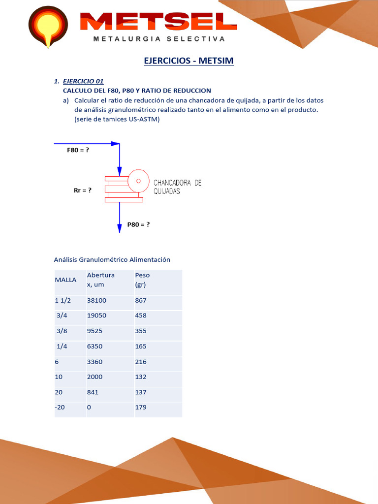 EJERCICIOS METSIM MODULO 1 y 2 | PDF | Agua | Procesos industriales