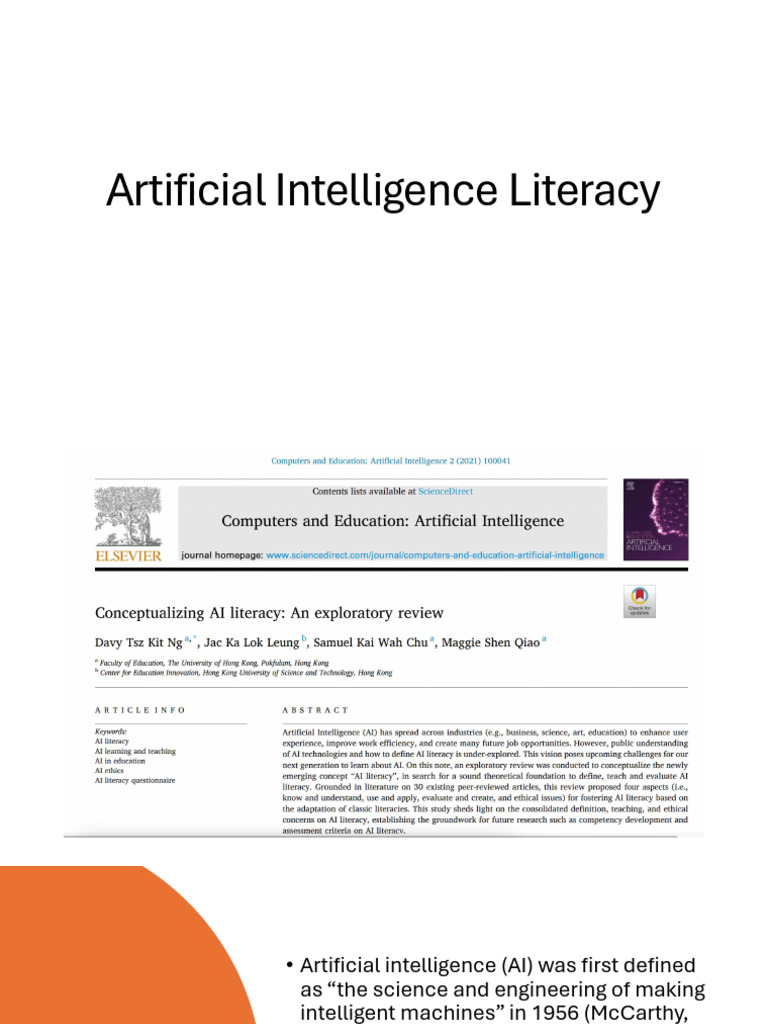 Topic 3. AI Literacy | PDF | Artificial Intelligence | Intelligence (AI ...