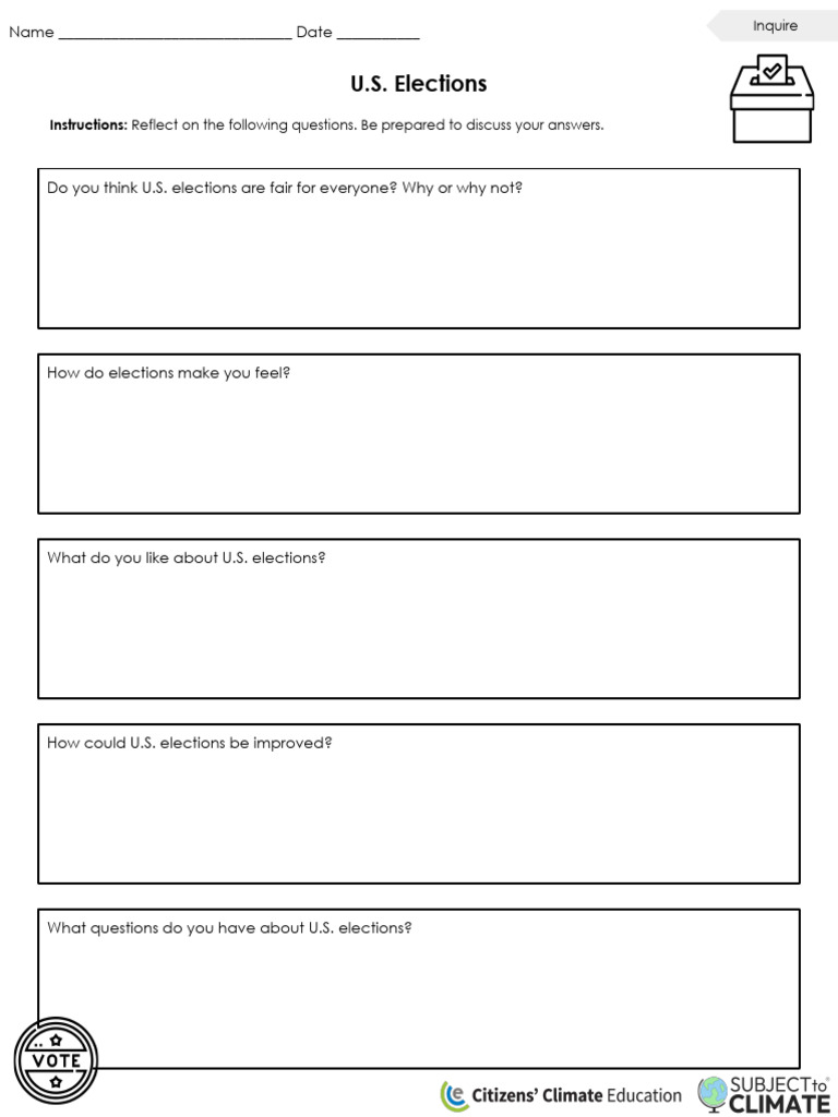 U.S. Elections - Civics Lesson (Student Document) | PDF | Elections ...