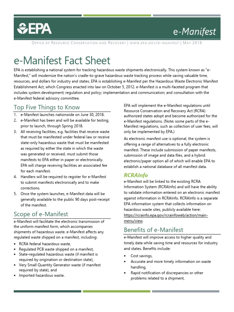e-Manifest System Overview and Launch | PDF | Waste | Hazardous Waste