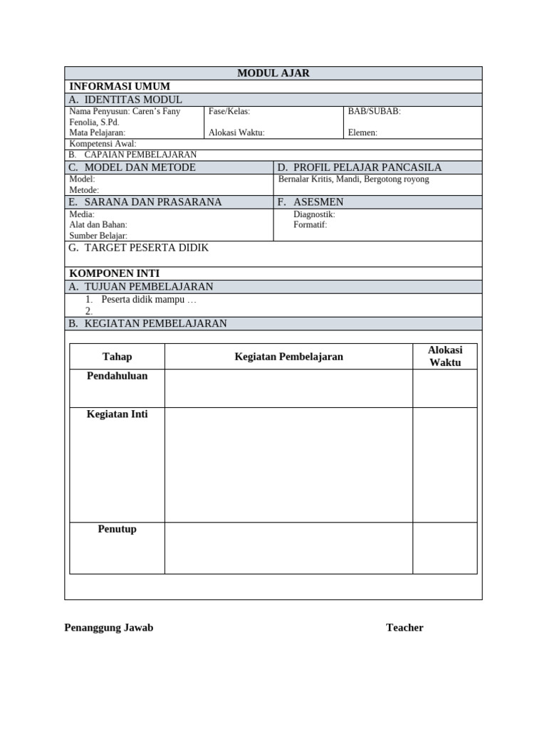 Format Modul Ajar | PDF