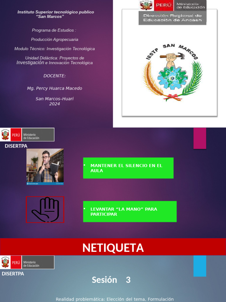 Presentación - 3 Lic. Percy Huarca Macedo 2024-II Proyect. Inves, Innov - Tecnológica-Agro-4 ...