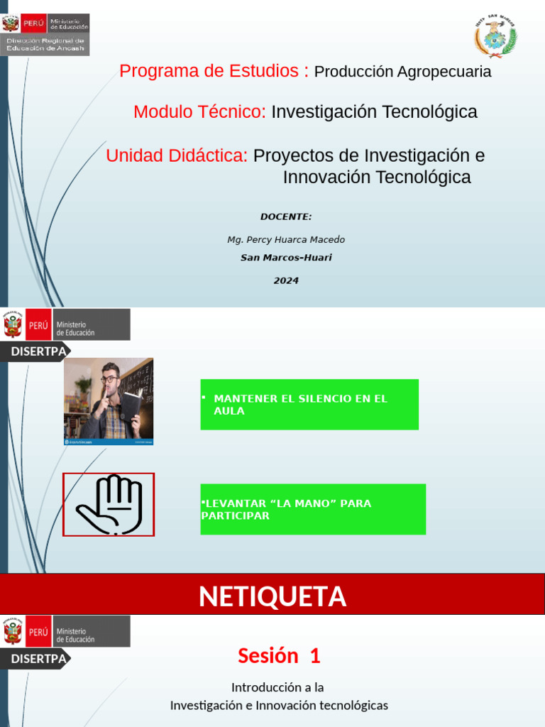 Presentación 1_2024 II Proyect. Inves, Innov.tecnológica Agro IV | PDF | Innovación | Diseño