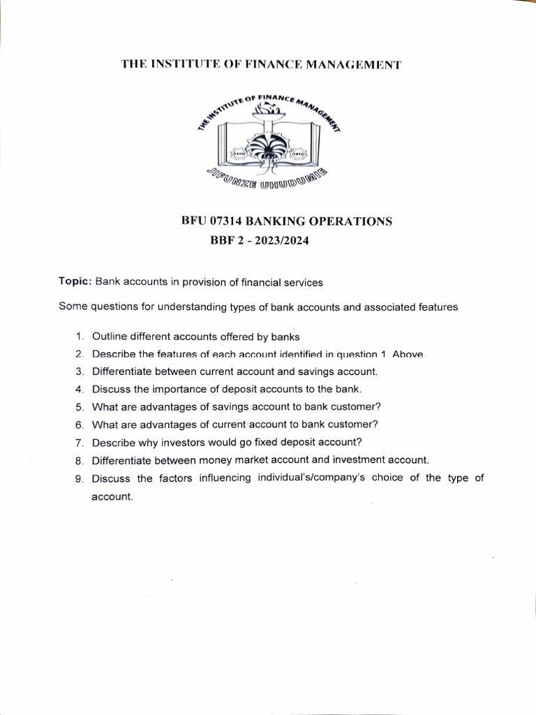 BFU 07314 BANKING OPERATIONS | PDF