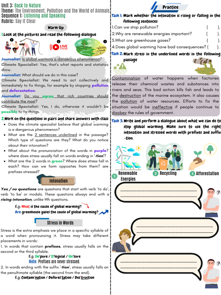 2.Say it Clear Worksheet | PDF | Stress (Linguistics) | Climate Change