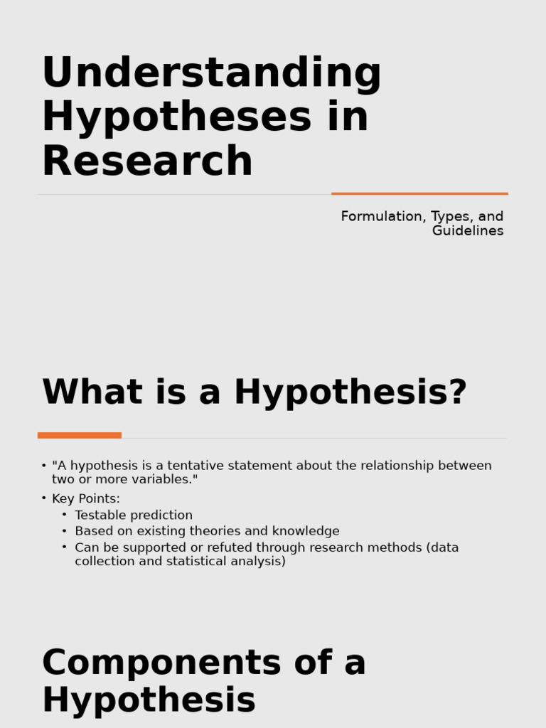 Understanding Hypotheses in Research | PDF | Hypothesis | Statistical ...