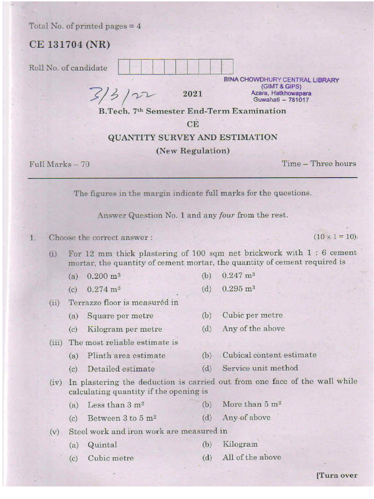 Quantity Survey & Estimation (NR) | PDF Quantity Survey & Estimation (NR) | PDF