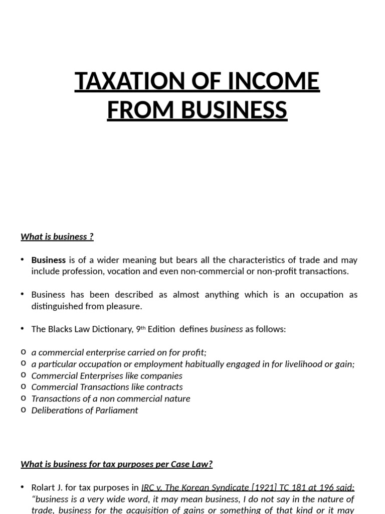 Taxation of Chargeable Income From Business PPT 2025 | PDF | Expense ...