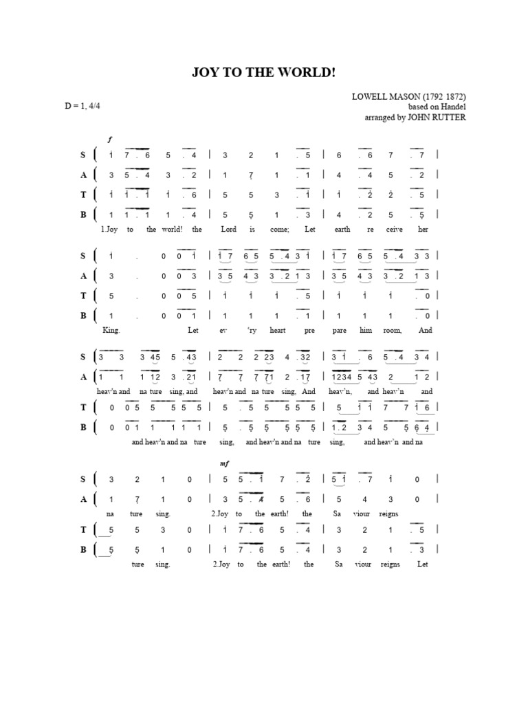 Joy to the World - Rutter Arrangement | PDF | Joy To The World ...