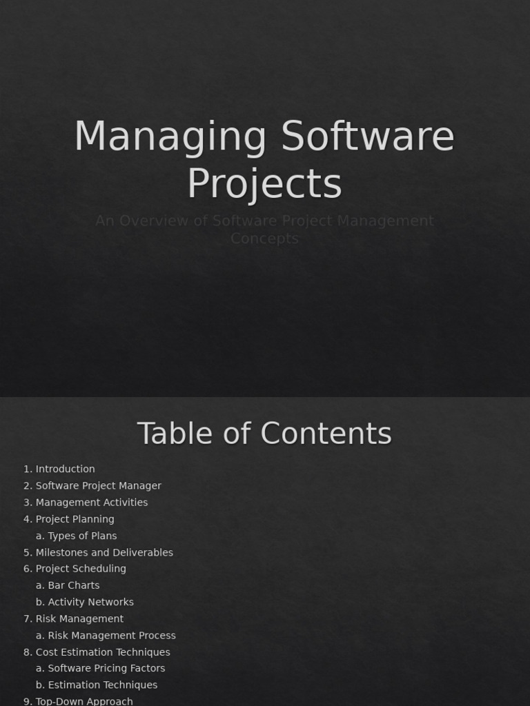 Managing Software Projects Presentation | PDF | Project Management ...