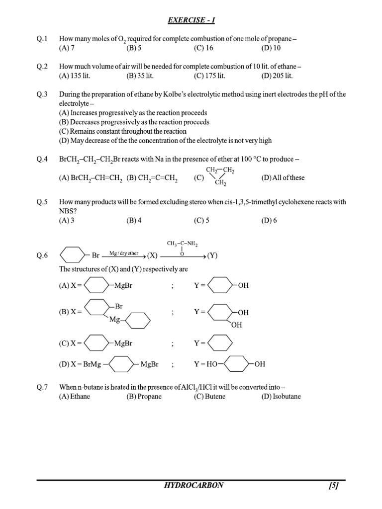 Hydrocarbon Practice Sheet | PDF